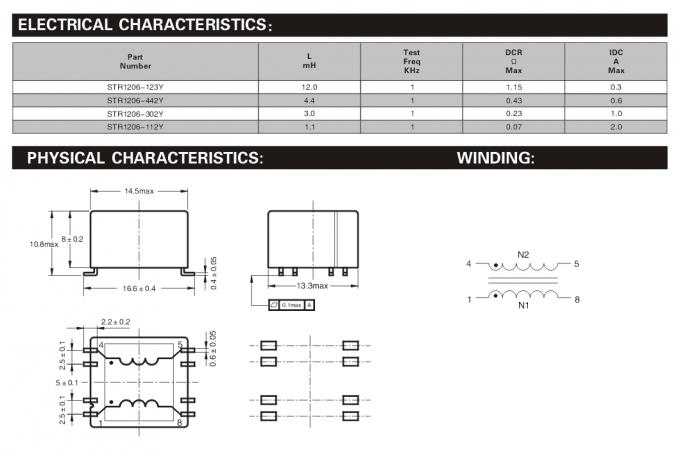 SMD Common Mode Choke Coil Low Profile With Silicone Potting Compound