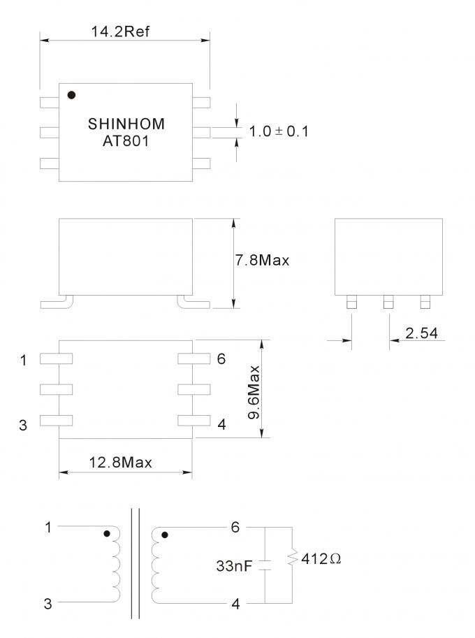 Epoxy Potting SMD Audio Transformer 20Hz - 20kHz Maximum Response 0.25dB