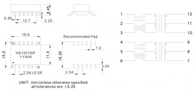 10/100 Base-TX Ethernet LAN Transformer , LAN Magnetic Transformer ...
