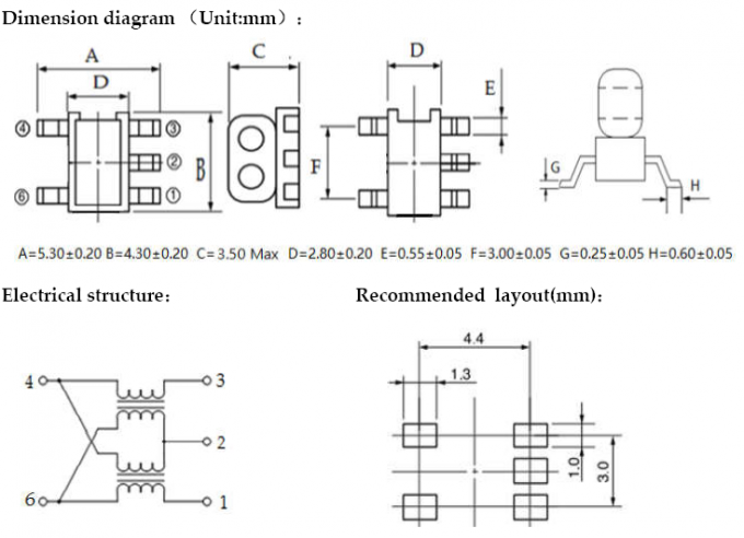 Pb Free Broadband RF Transformer , RF Impedance Transformer RoHS Compliant