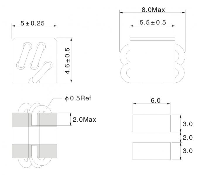 EMI Suppression Ferrite Bead Inductors Soft Type NiZn Material 5.0 * 5. ...