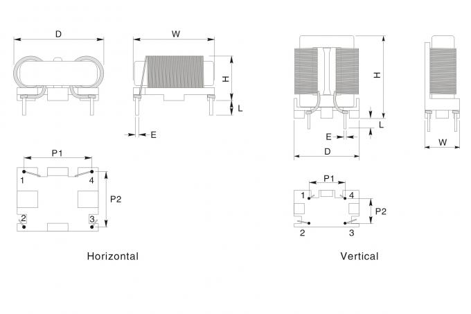 High Current Common Mode Choke Coil Flat Wire Inductance Customized
