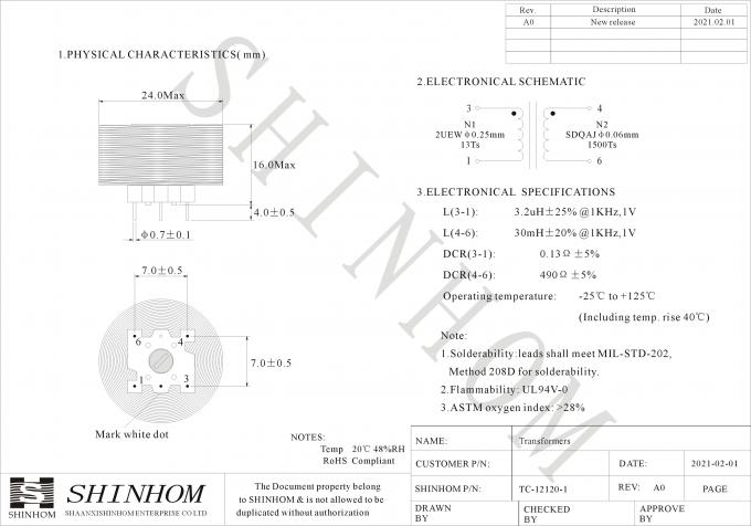 High Voltage Trigger Ignition Coil Transformer Ferrite Core