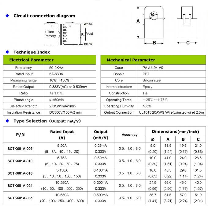 CT Split Core Current Transformer Flexible Low Voltage Current Transformer