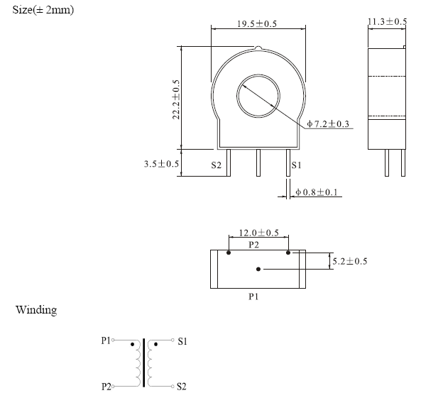 3000V ACST Miniature Current Transformer Low Profile PCB Mount
