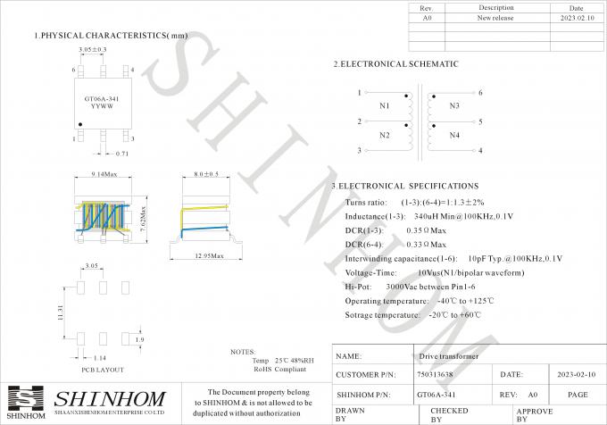 Smd Gate Drive Transformer , High Frequency Transformer