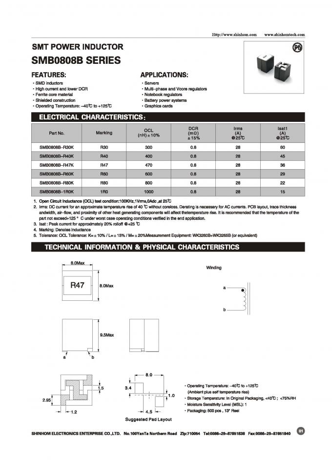 28A Shielded Ferrite Based SMT Inductor With Lower Core Loss